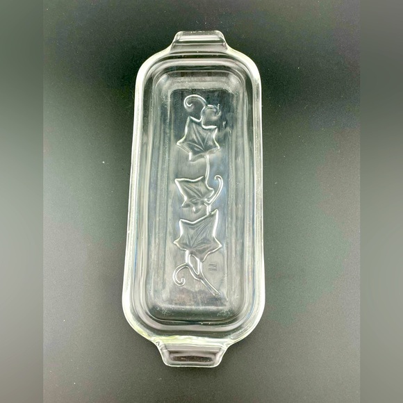 Hazel-Atlas | Dining | Vintage Clear Glass Ivy Leaf Pattern Butter Dish ...